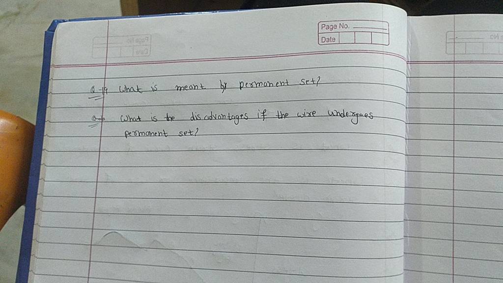 Q-19 what is meant by permanent set? Qop What is the dis advantages if th..