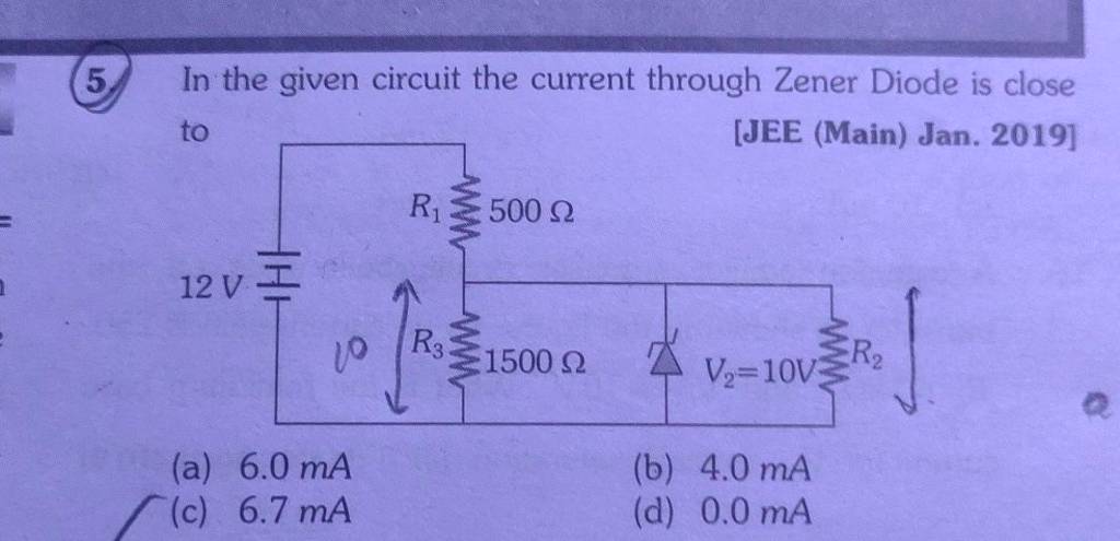 In the given circuit the current through Zener Diode is close to [JEE (Ma..
