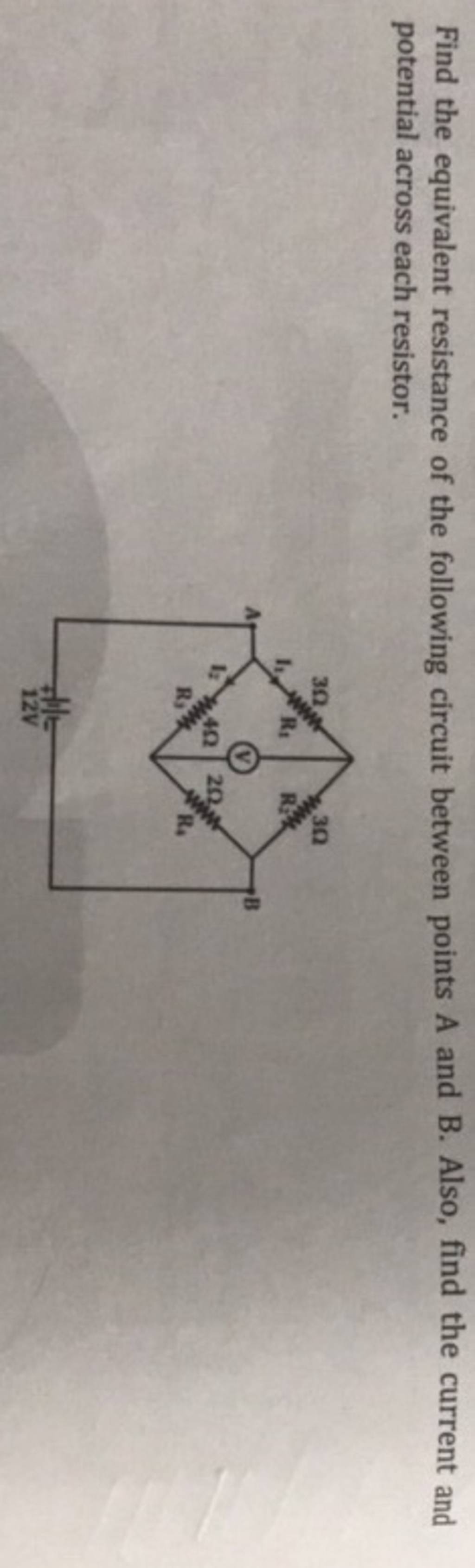 Find the equivalent resistance of the following circuit between points A