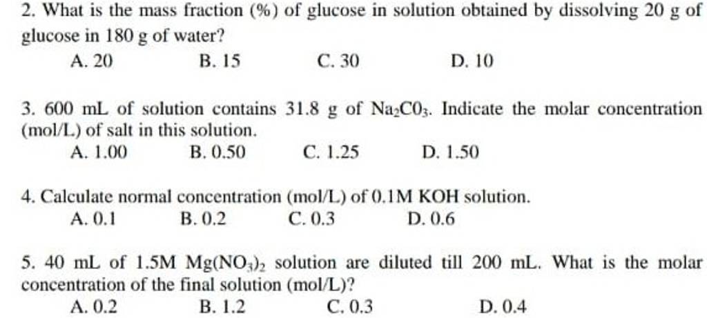 Calculate normal concentration ( mol/L ) of 0.1MKOH solution. | Filo