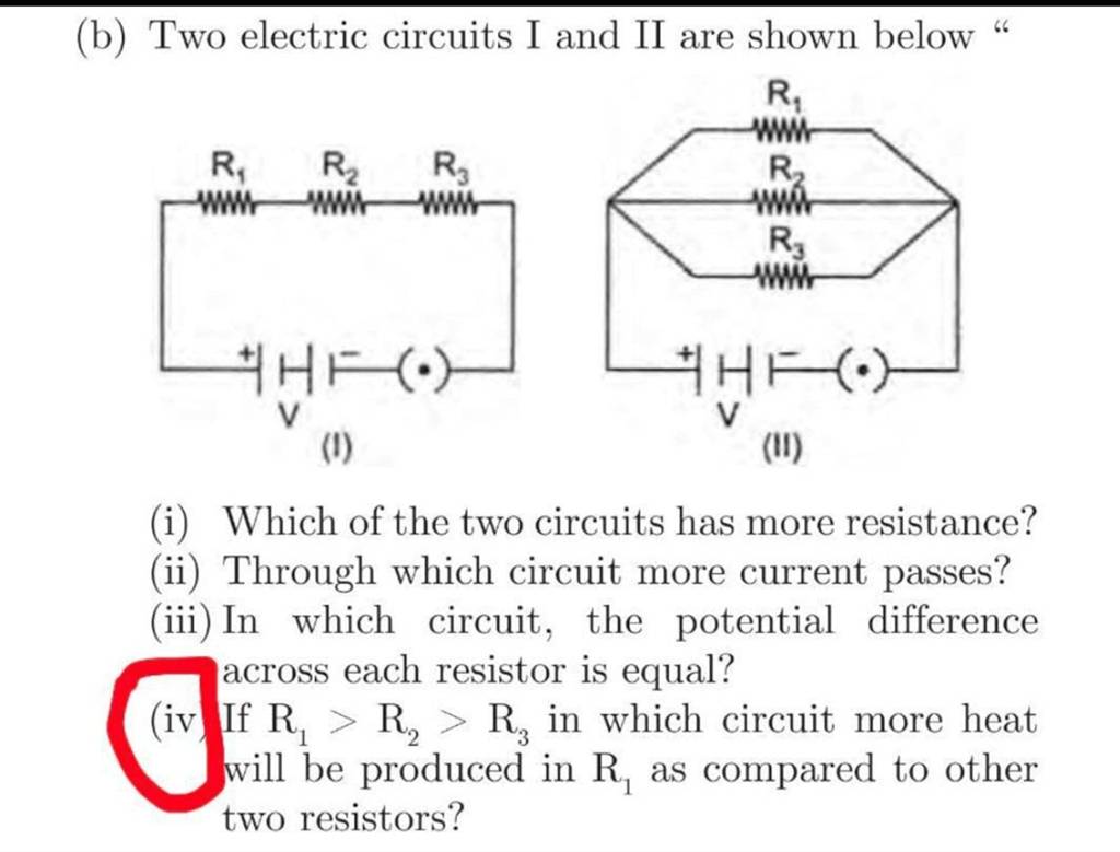 Two electric circuits I and II are shown below | Filo