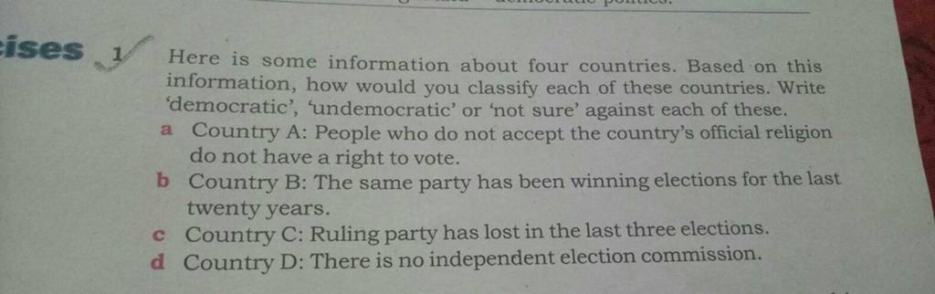 1 Here is some information about four countries. Based on this informatio..