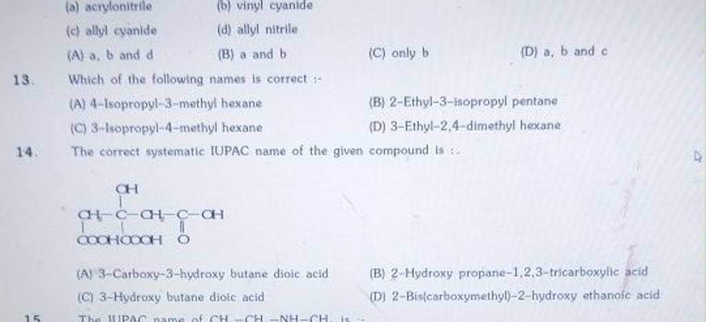 The correct systematic IUPAC name of the given compound is : | Filo