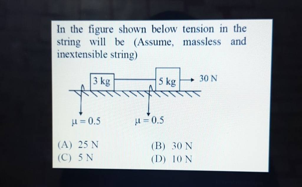In the figure shown below tension in the string will be (Assume, massless..