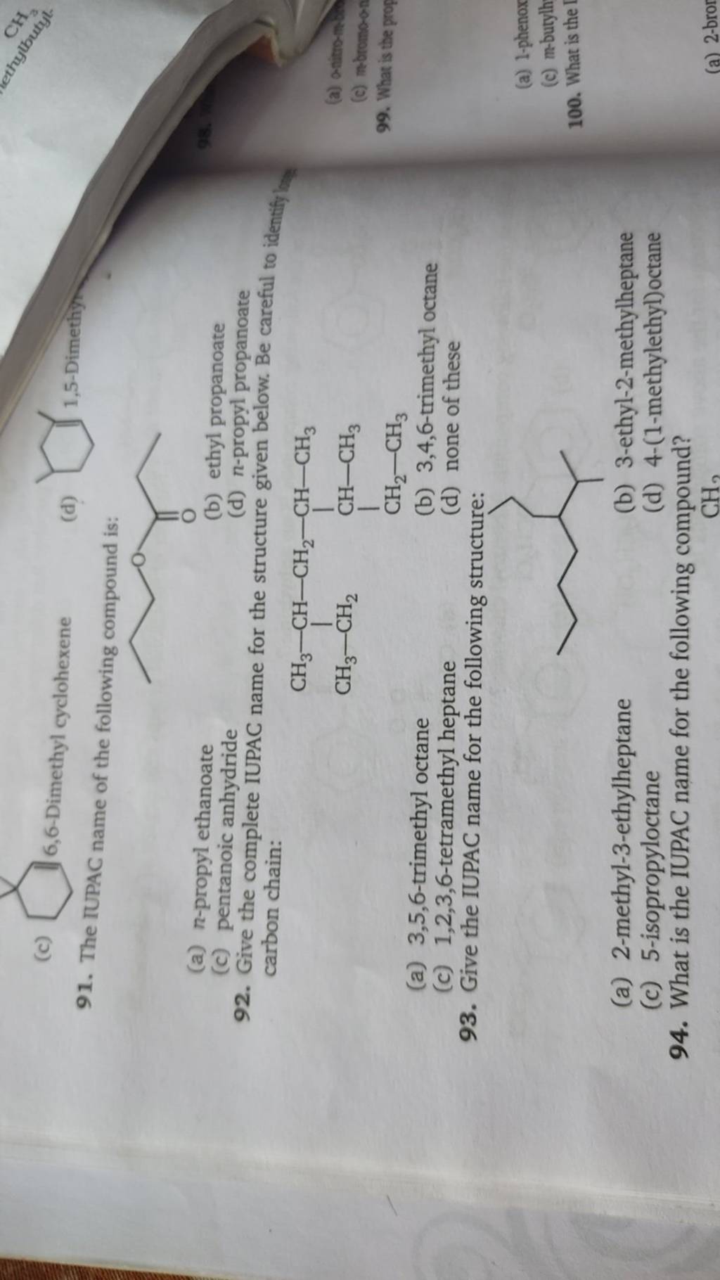Give The Complete Iupac Name For The Structure Given Below Be Careful To