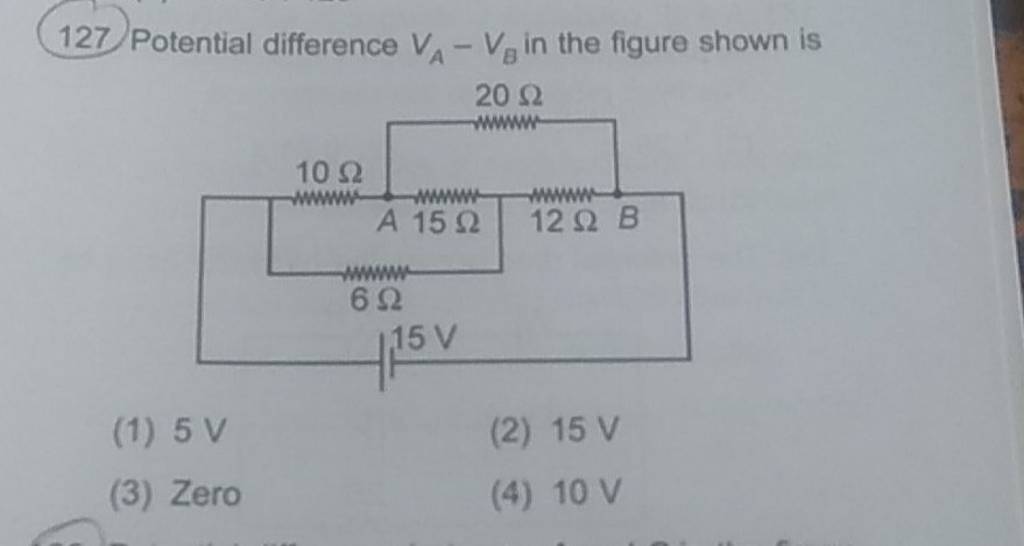 Potential difference VA −VB in the figure shown is | Filo