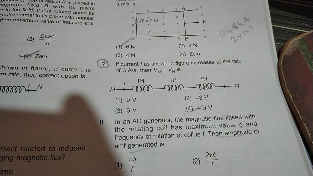 In an AC generator, the magnetic flux linked with the rotating coil has m..