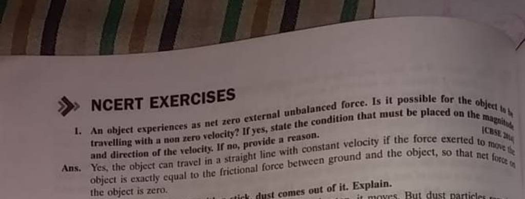 Ncert Exercises 1 An Object Experiences As Net Zero External Unbalanced 