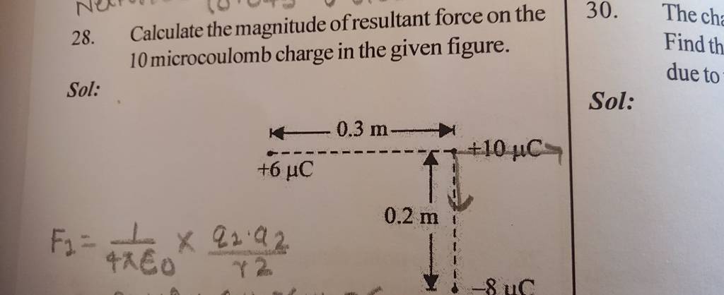 28 Calculate The Magnitude Of Resultant Force On The 10 Microcoulomb Cha
