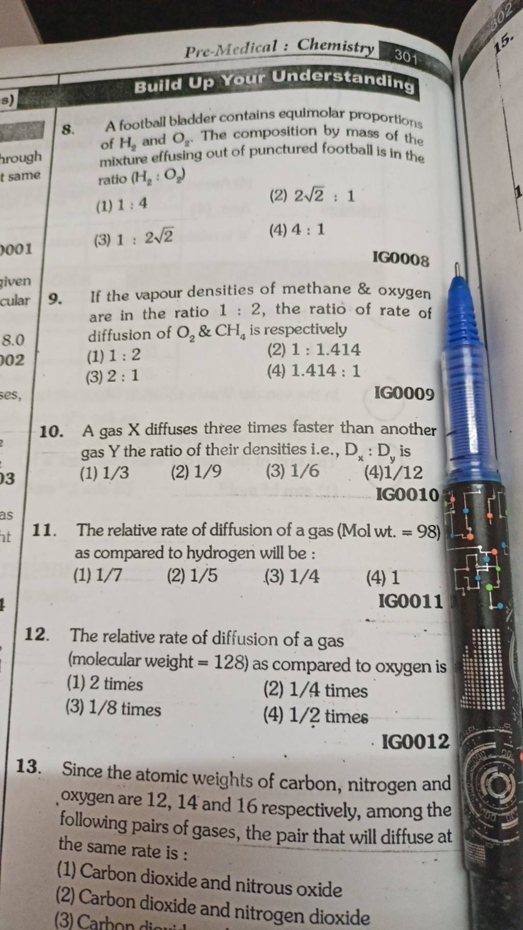 Pre-Medical : Chemistry 301 Build Up Your Understanding 8. A football bl..