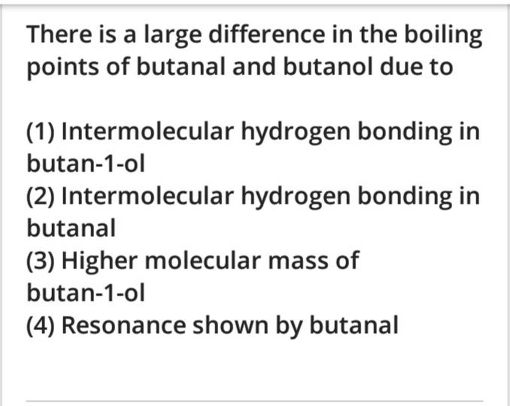There is a large difference in the boiling points of butanal and butanol