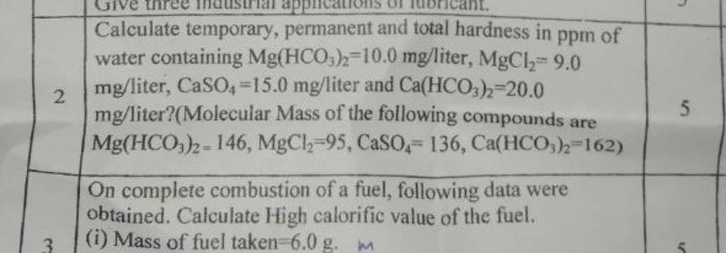 Calculate temporary, permanent and total hardness in ppm of water contain..