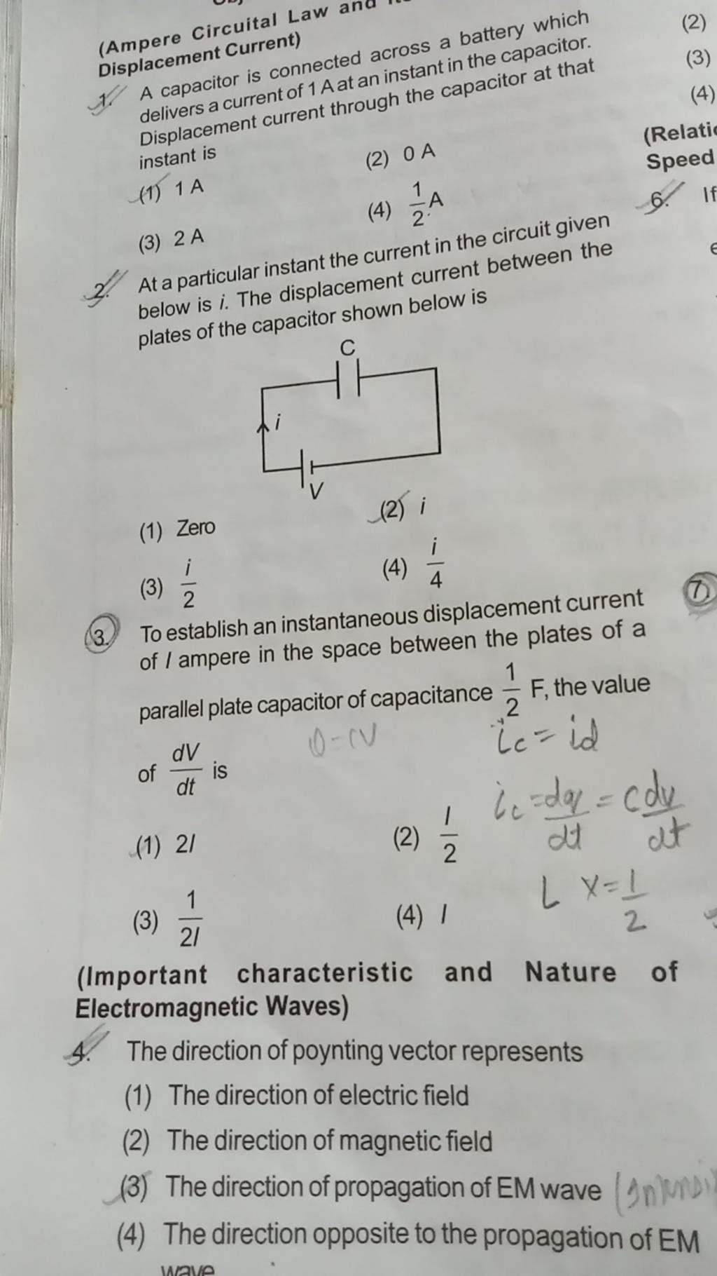 (Ampere Circuital Law and Displacement Current) A capacitor is connected
