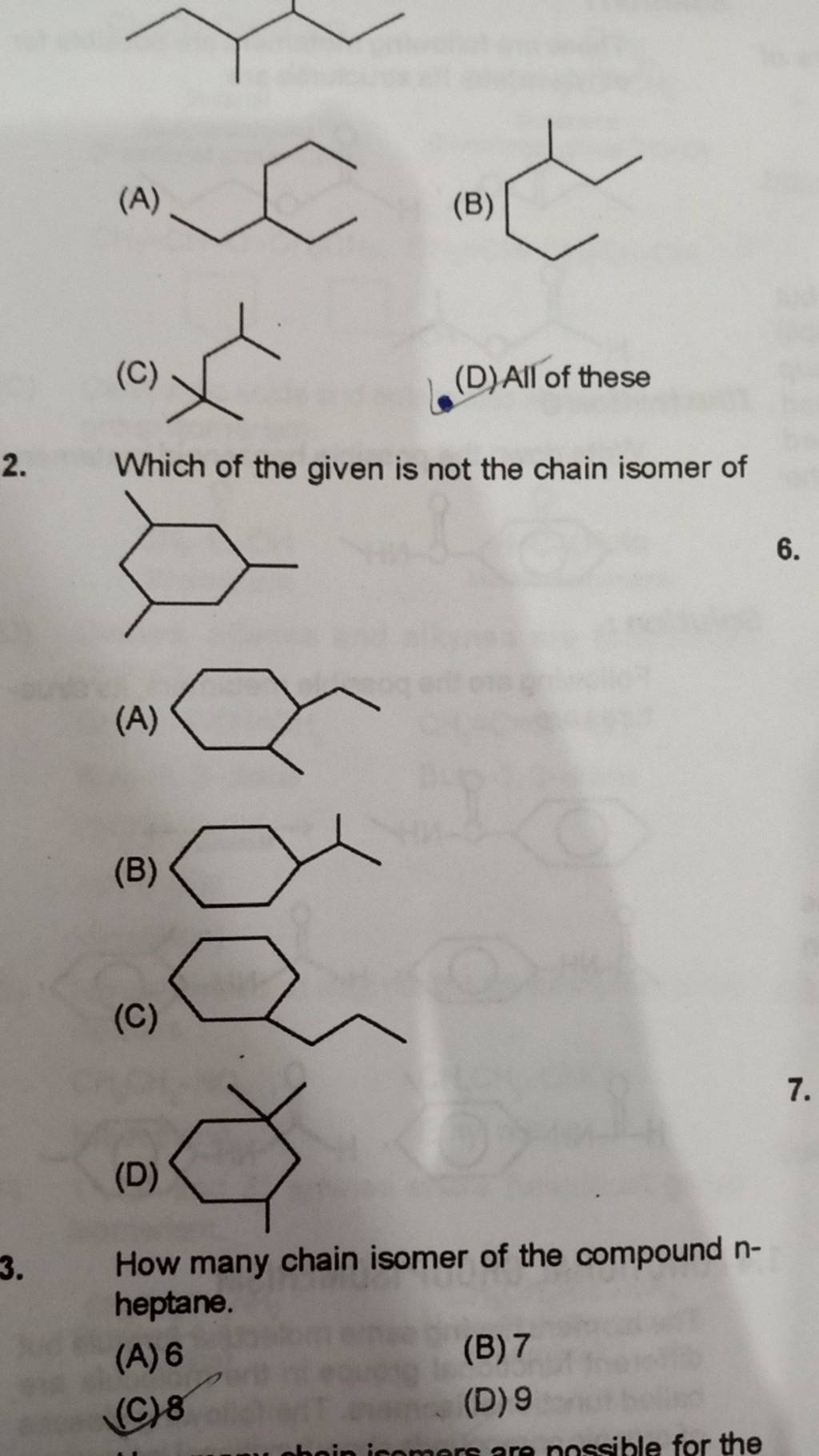 How many chain isomer of the compound n heptane. | Filo