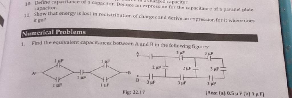 10 Define Capacitance Of A Capacitor Deduce An Expression For The Capac