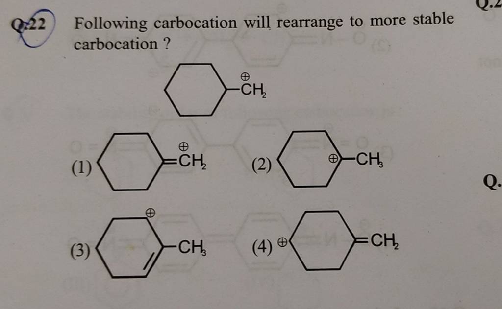 Following carbocation will rearrange to more stable carbocation ? | Filo Following carbocation will rearrange to more stable carbocation ? | Filo