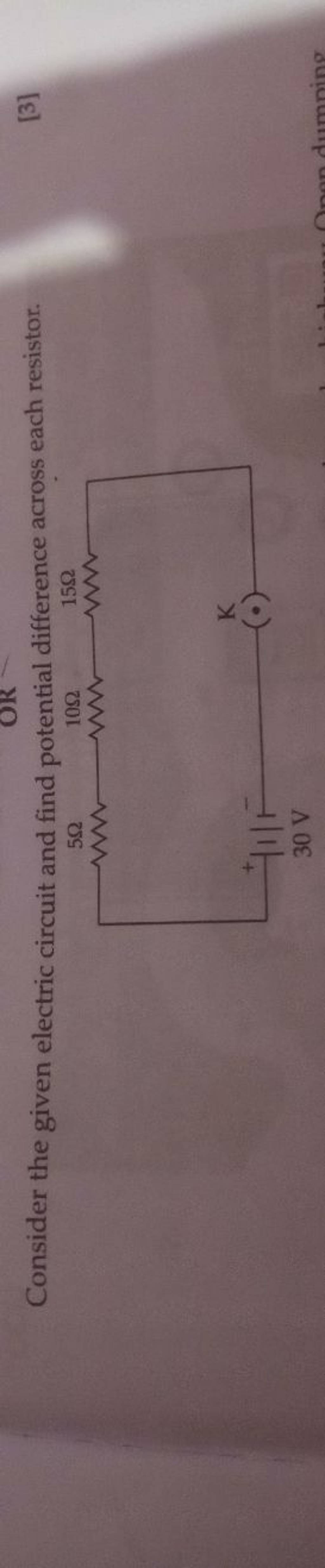 Consider the given electric circuit and find potential difference across
