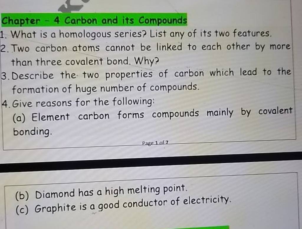 Chapter - 4 Carbon and its Compounds | Filo