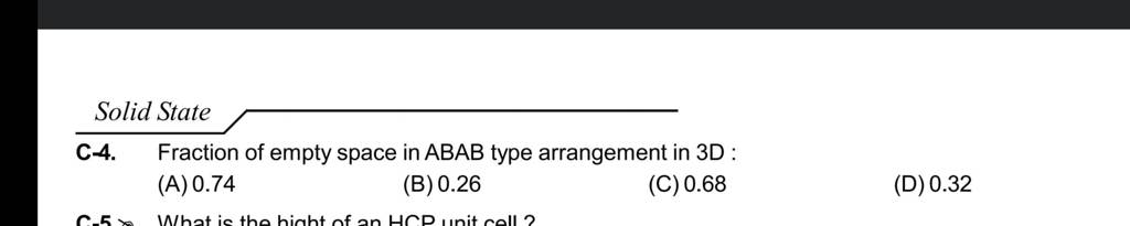 Solid State C-4. Fraction of empty space in ABAB type arrangement in 3D
