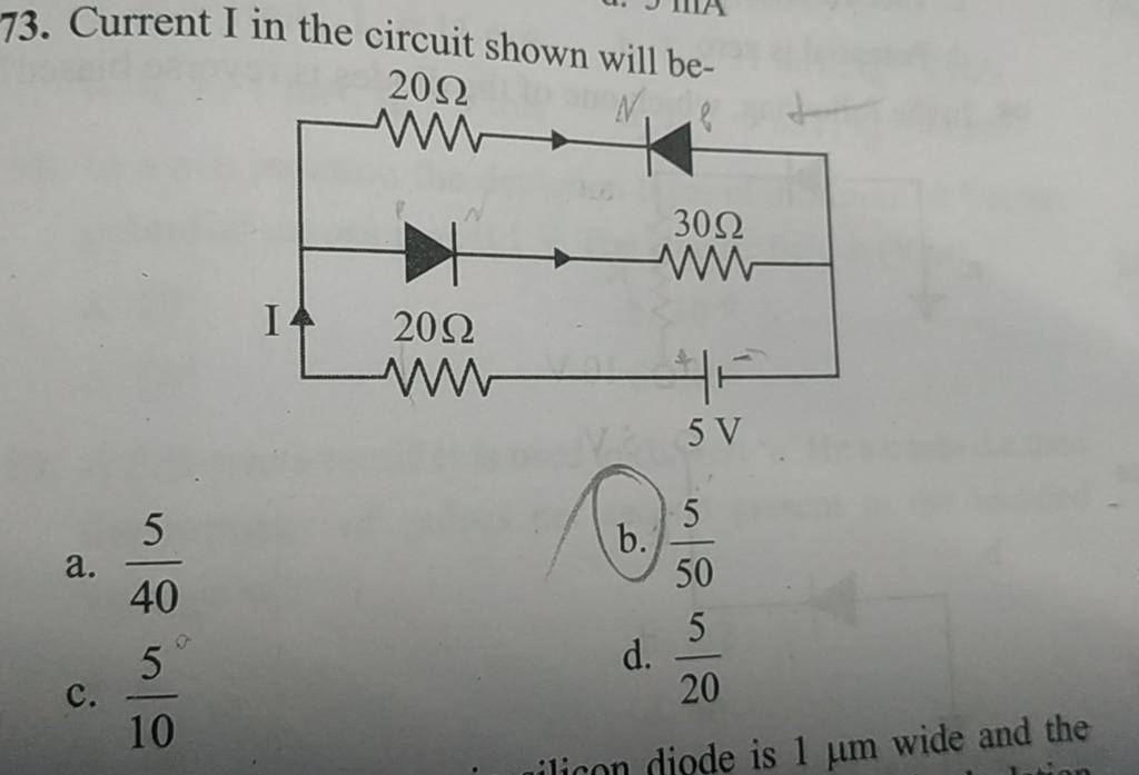Current I in the circuit shown will be- | Filo