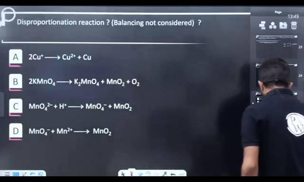 Disproportionation reaction ? (Balancing not considered) ? | Filo