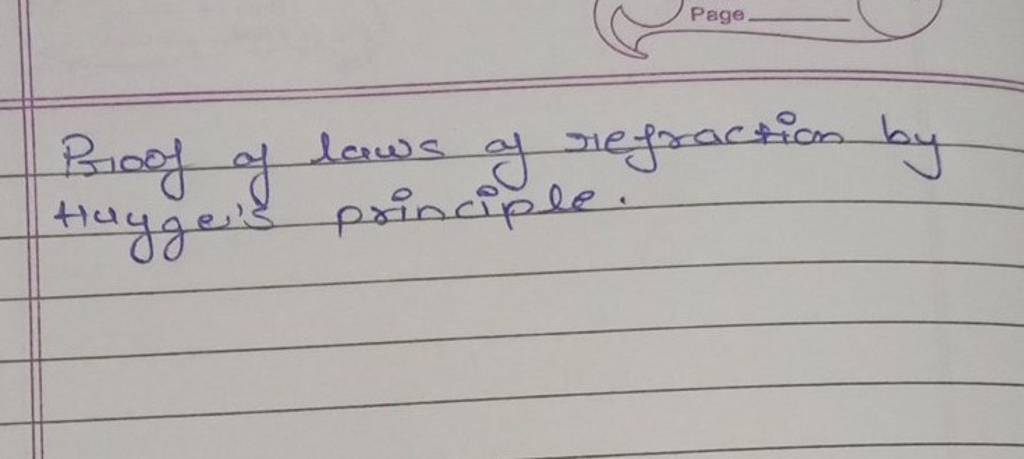 Proof Of Laws Of Refraction By Haygeis Principle Filo