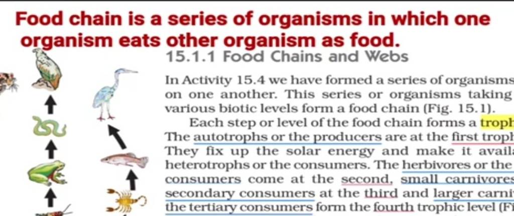 Food chain is a series of organisms in which one organism eats other orga..
