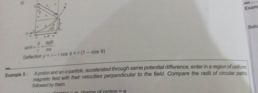 M Deflection y=r−rcosθ=r(1−cosθ) Example 5: A proton and an α-particle, a..