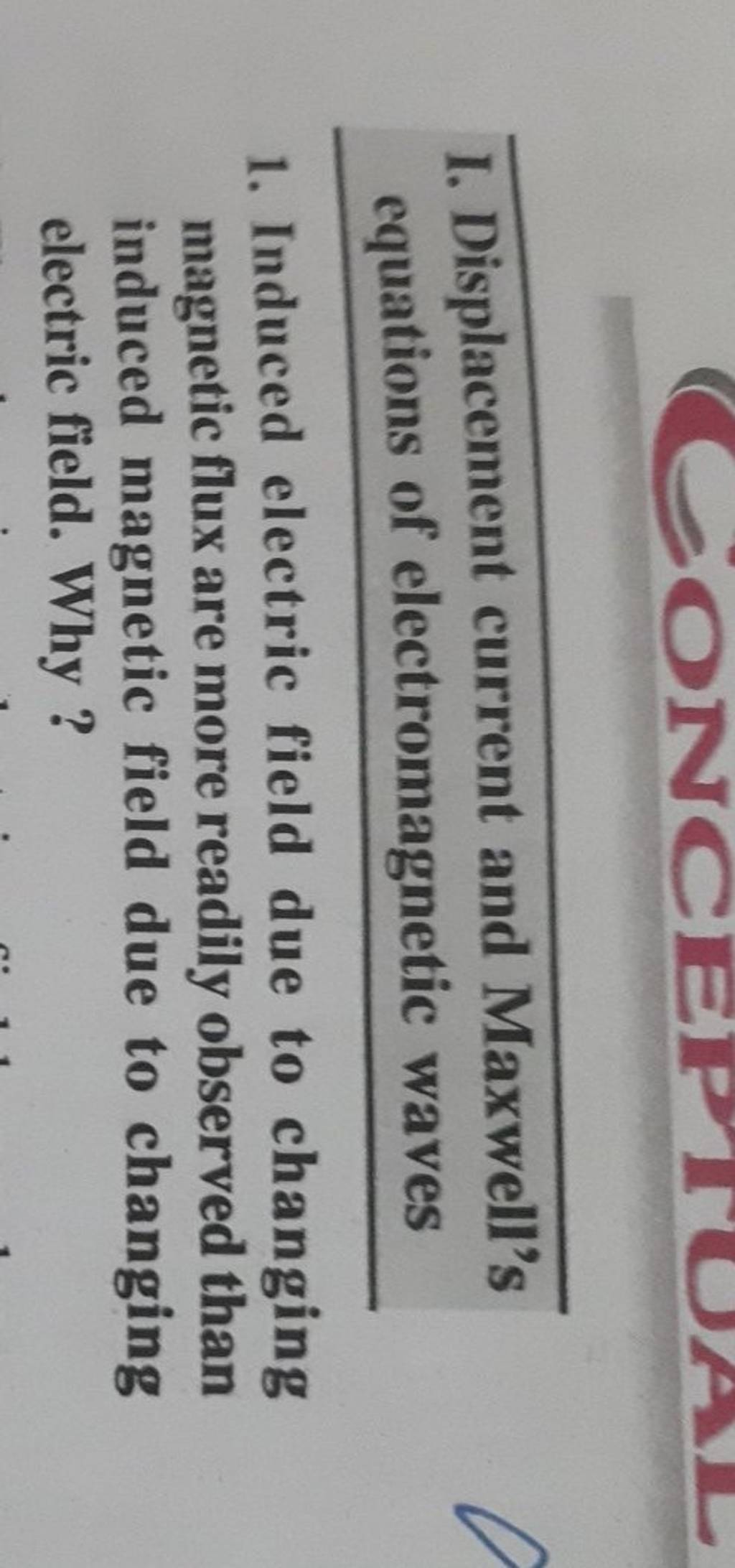 I. Displacement current and Maxwell's equations of electromagnetic waves