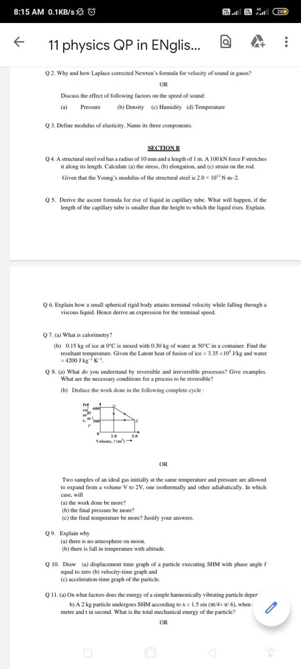 Q 10 Draw A Displacement Time Graph Of A Particle Executing Shm With P