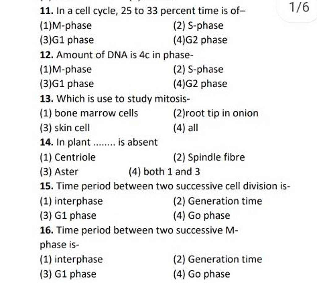 Time period between two successive cell division is- | Filo