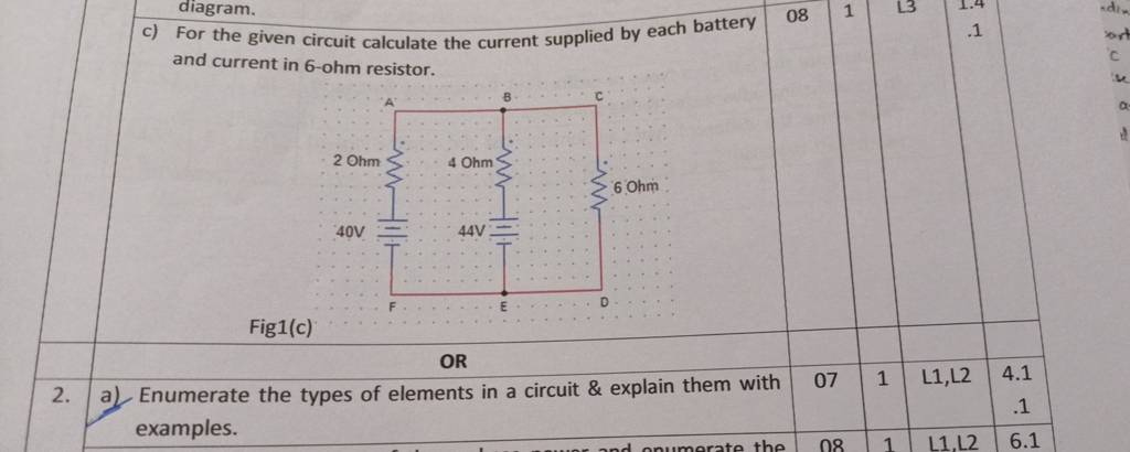 and current in 6-ohm resistor. | Filo