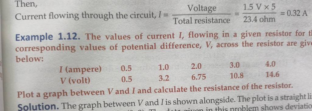 Current flowing through the circuit, I= Total resistance Voltage =23.4o..
