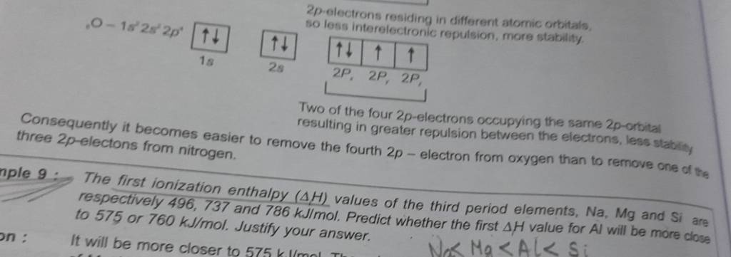 2p-electrons residing in different atomic orbitals. 50 less interelectron..