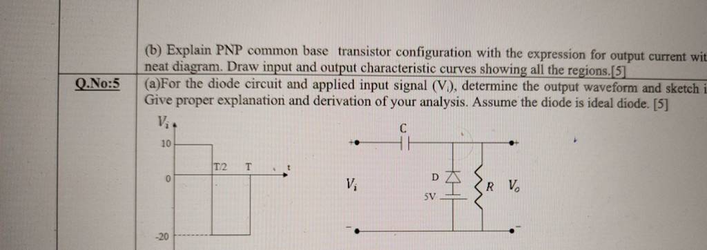 (b) Explain PNP common base transistor configuration with the expression