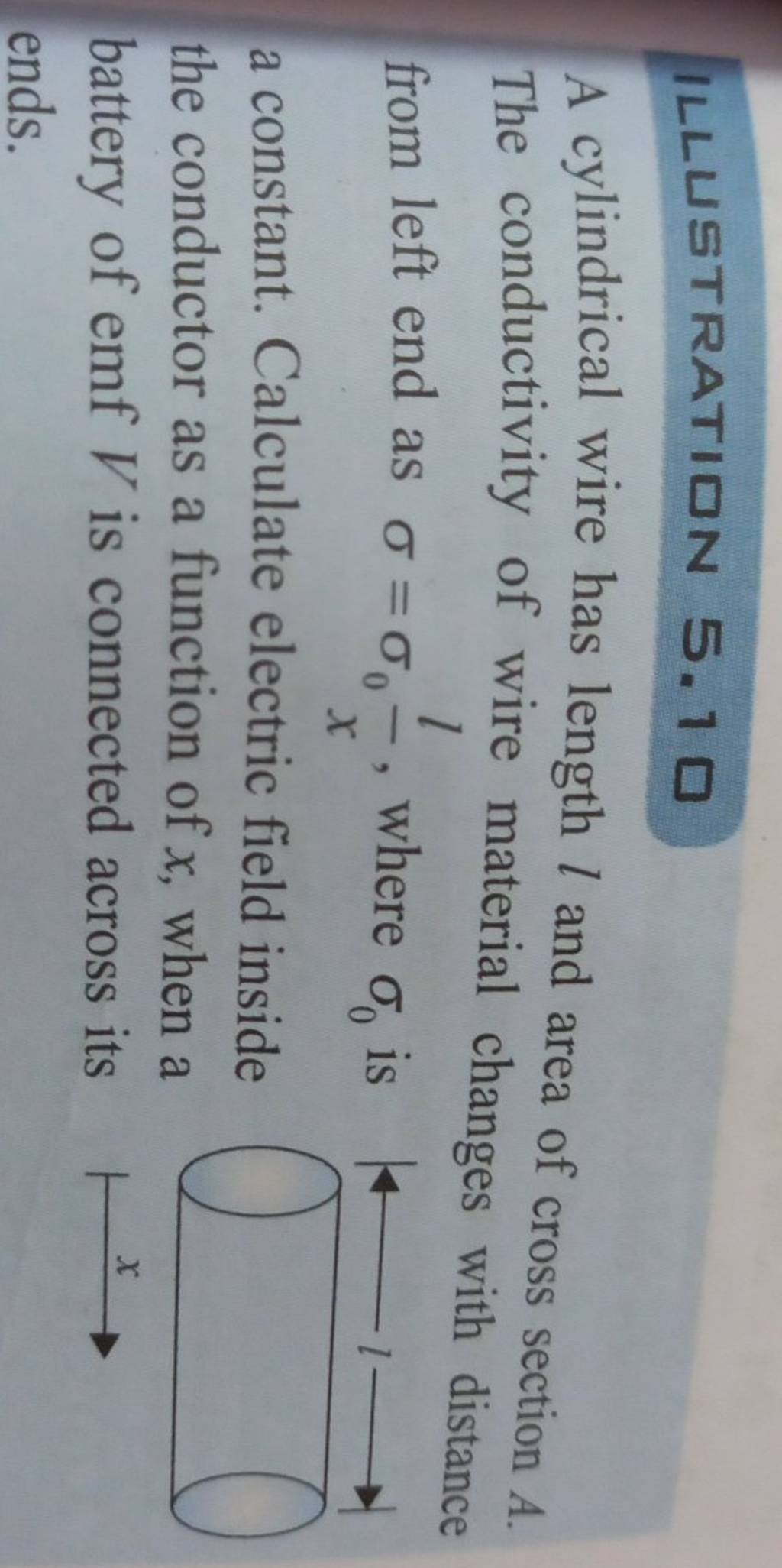 ILLUSTRATIDN 5.1 E A cylindrical wire has length l and area of cross sect..