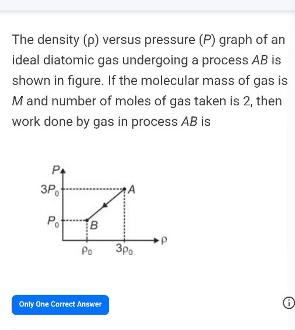 The density (ρ) versus pressure (P) graph of an ideal diatomic gas underg..