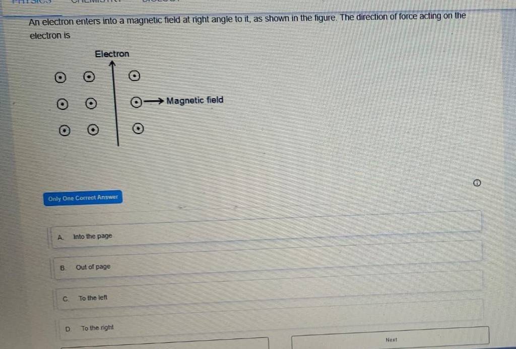 An electron enters into a magnetic field at right angle to it, as shown i..