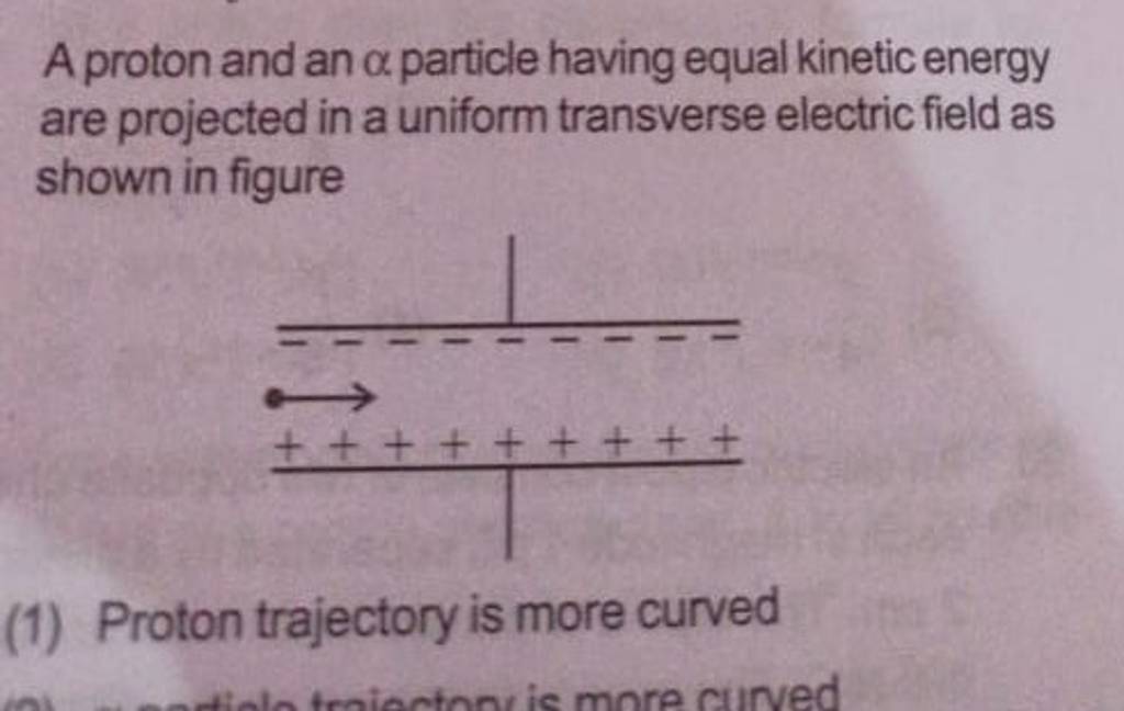 A proton and an α particle having equal kinetic energy are projected in a..