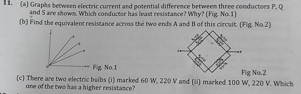 11. (a) Graphs between electric current and potential difference between