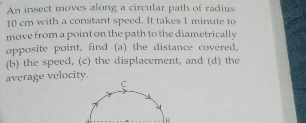 An Insect Moves Along A Circular Path Of Radius 10 Cm With A Constant Spe 1372