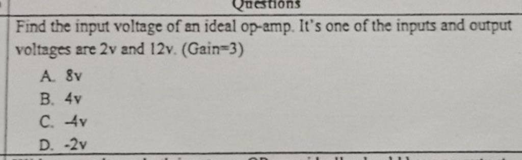 Find the input voltage of an ideal op-amp. It's one of the inputs and out..
