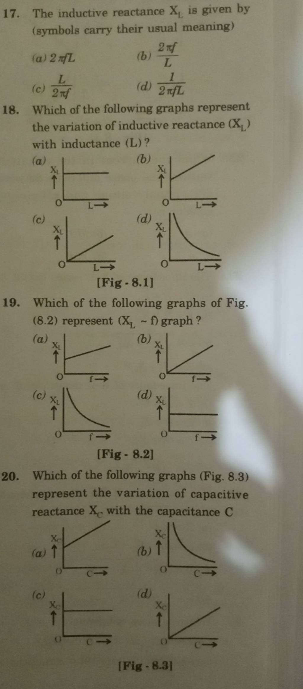 The Inductive Reactance Xl Is Given By Symbols Carry Their Usual Meanin