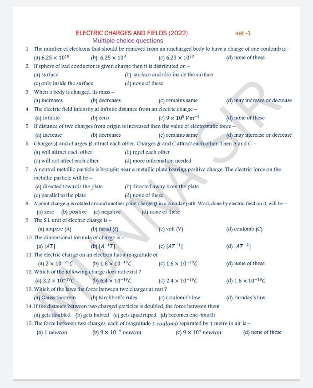 The dimensional formula of charge is - | Filo