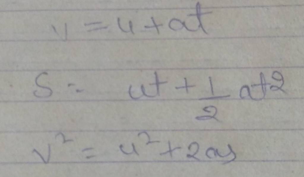 v=u+at S=u++21 a+2 v2=u2+2as | Filo