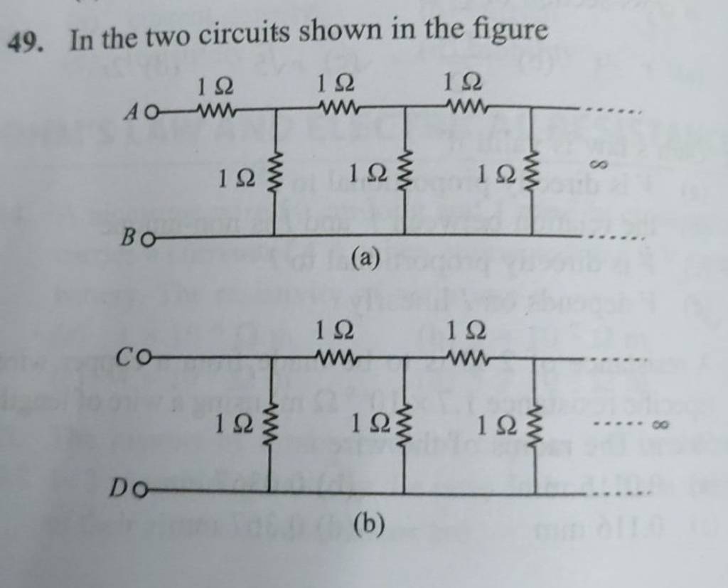 49. In the two circuits shown in the figure (a) (b) | Filo