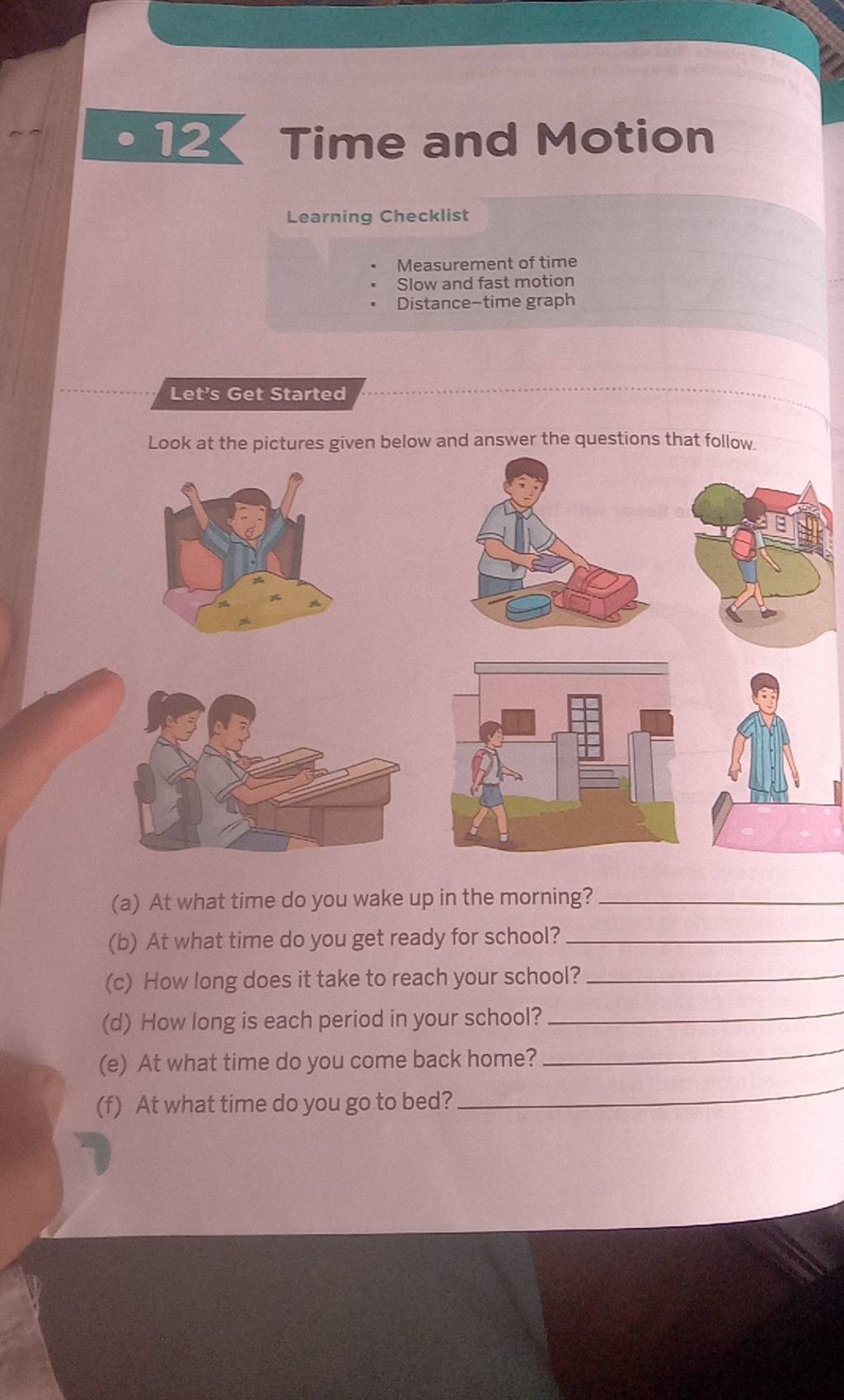 Time and Motion Learning Checklist - Measurement of time - Slow and fast