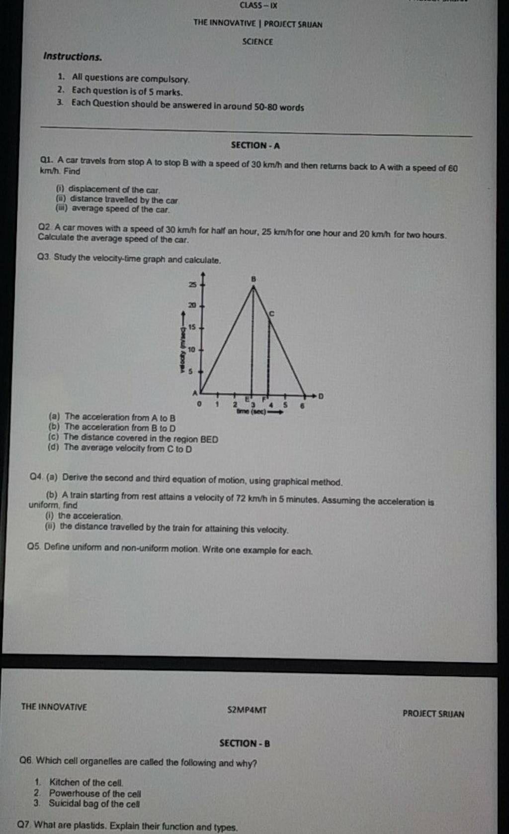 Q4. (a) Derive the second and third equation of motion, using graphical m.. Q4. (a) Derive the second and third equation of motion, using graphical m..