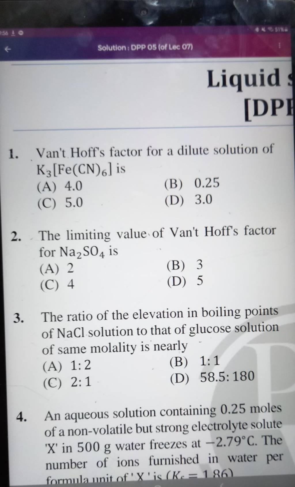 The ratio of the elevation in boiling points of NaCl solution to that of