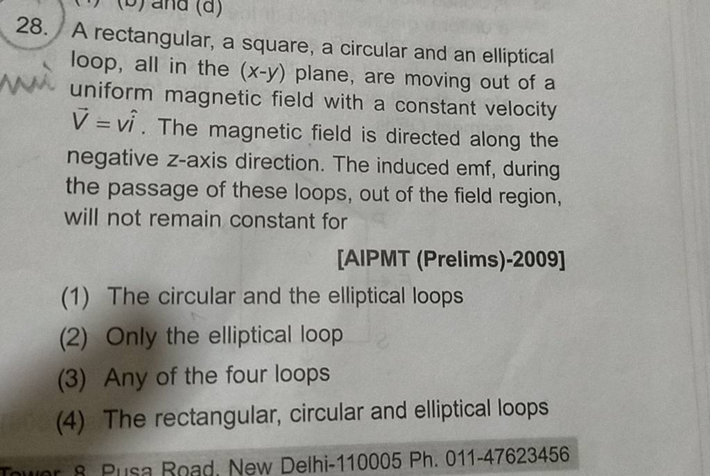 A Rectangular A Square A Circular And An Elliptical Loop All In The X